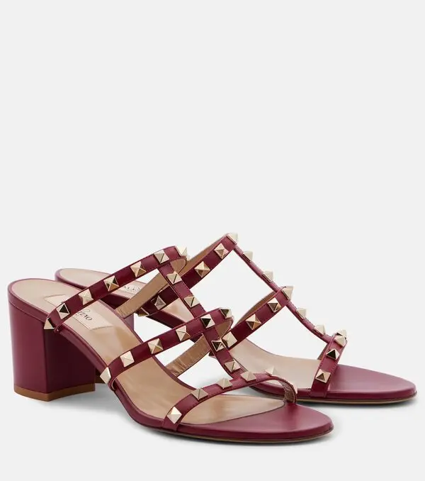 Valentino Garavani Rockstud 70 Studded Leather Sandals - Brown