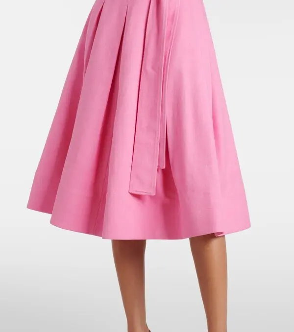 Carolina Herrera Belted Twill Midi Dress