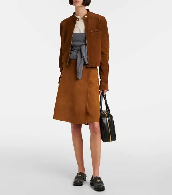 Miu Miu Suede Jacket - Brown