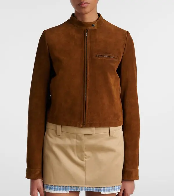 Miu Miu Suede Jacket - Brown