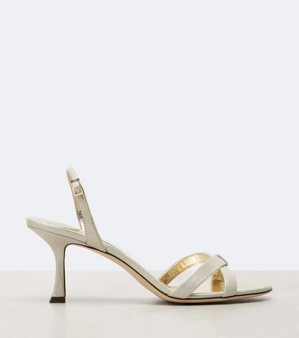 JIMMY CHOO Elsy Metallic Leather Sandals - Gold
