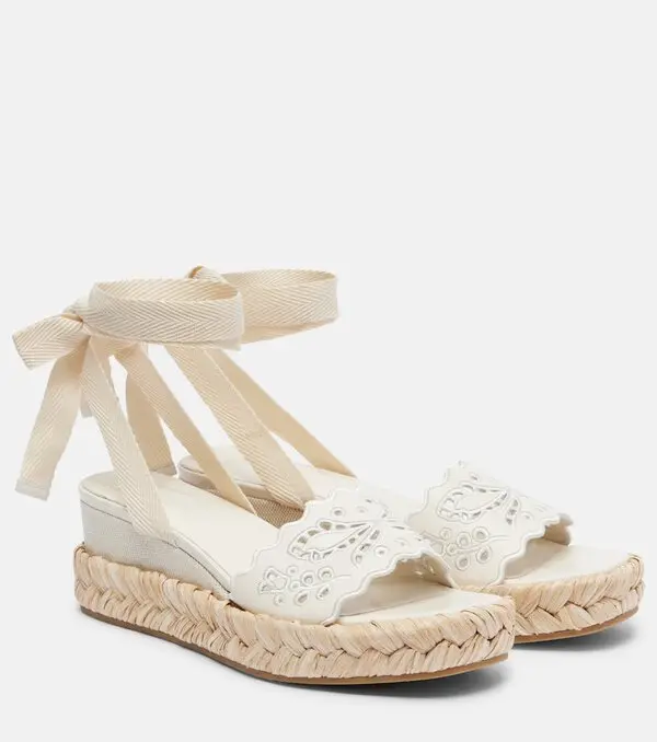 JIMMY CHOO Arlee 60 Embroidered Espadrille Wedges - White