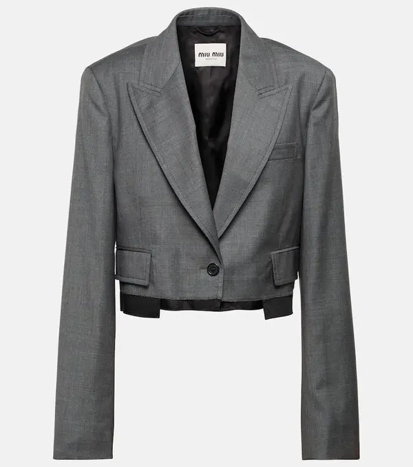 Miu Miu Cropped Virgin Wool Blazer
