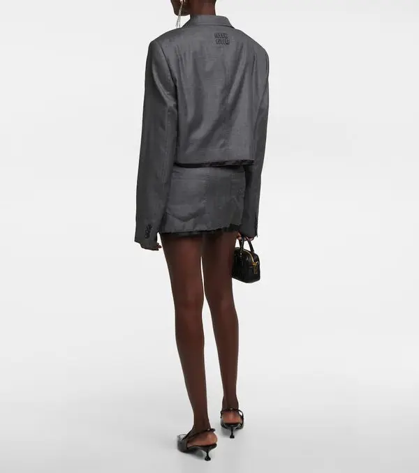 Miu Miu Cropped Virgin Wool Blazer