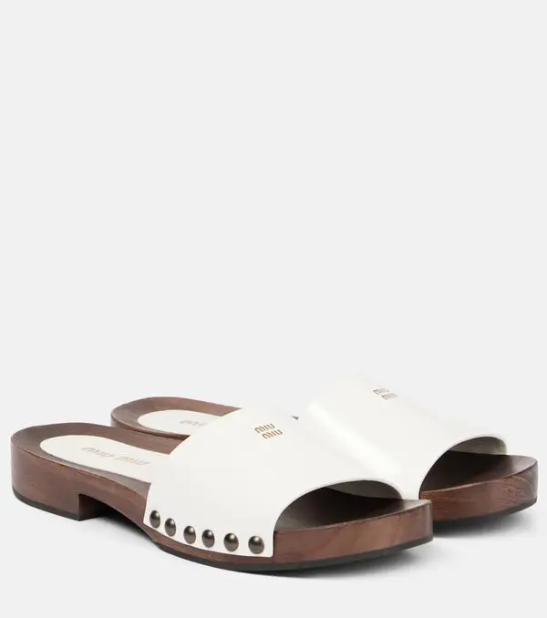 Miu Miu Patent Leather Clogs - White