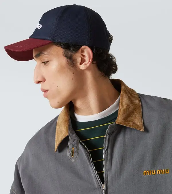 Miu Miu Logo Cotton Drill Baseball Cap - Blue