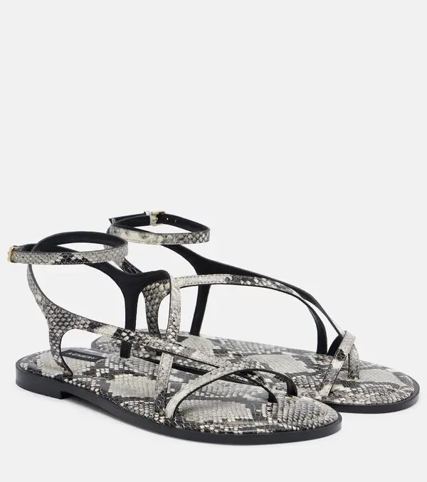 A.emery Edna Snake-effect Leather Sandals - Grey