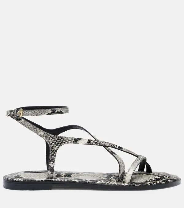 A.emery Edna Snake-effect Leather Sandals - Grey
