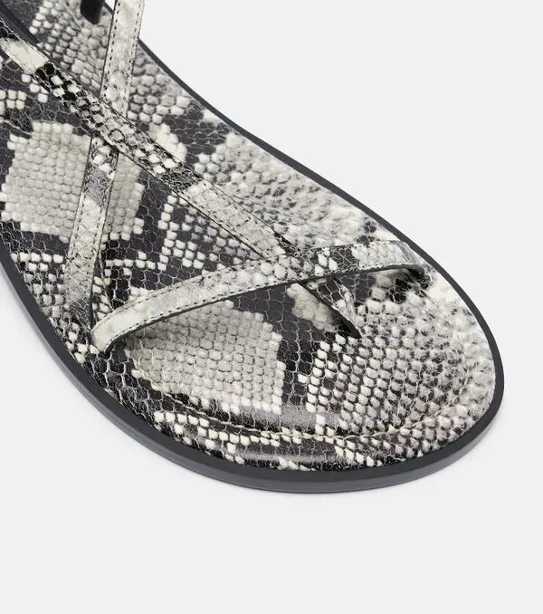 A.emery Edna Snake-effect Leather Sandals - Grey