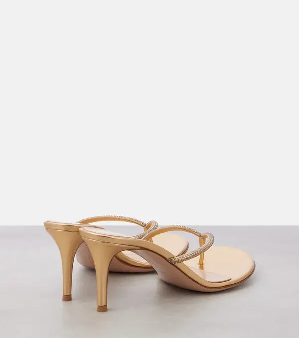 GIANVITO ROSSI India 70 Leather Thong Sandals - Gold