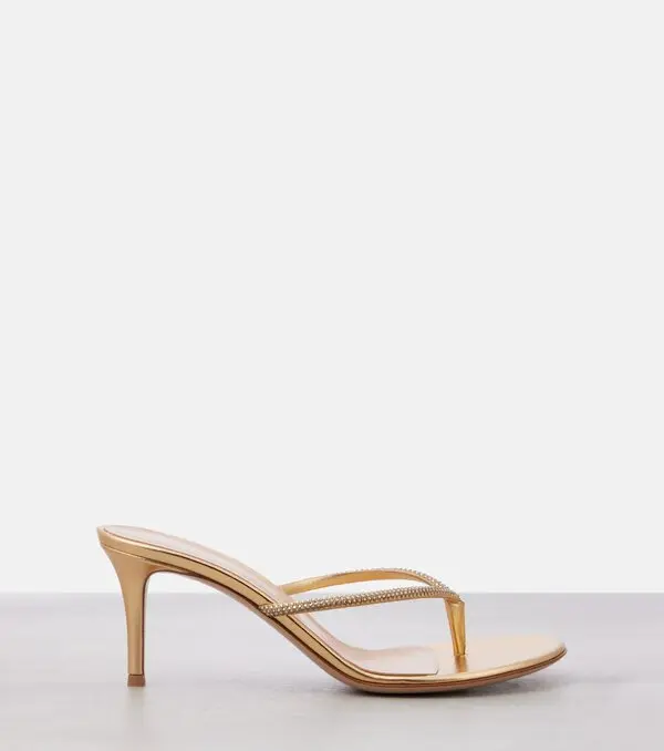 GIANVITO ROSSI India 70 Leather Thong Sandals - Gold
