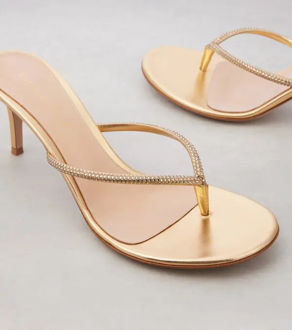 GIANVITO ROSSI India 70 Leather Thong Sandals - Gold