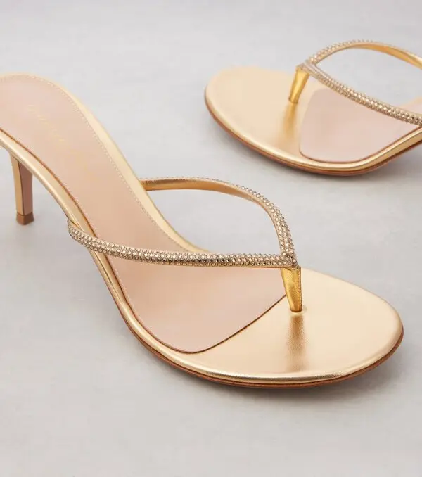 GIANVITO ROSSI India 70 Leather Thong Sandals - Gold