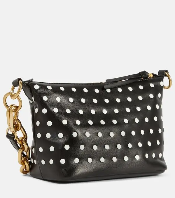 Miu Miu Polka-Dot Leather Shoulder Bag - Black | Editorialist