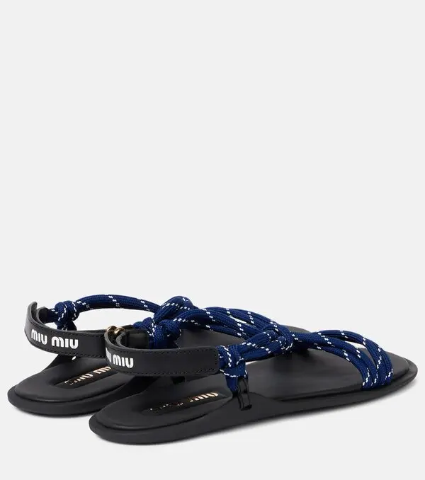Miu Miu Rivière Leather-trimmed Sandals - Blue