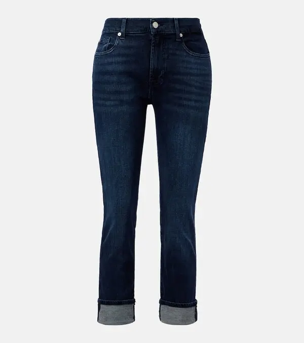 7 For All Mankind Relaxed Skinny Cropped Jeans - Blue