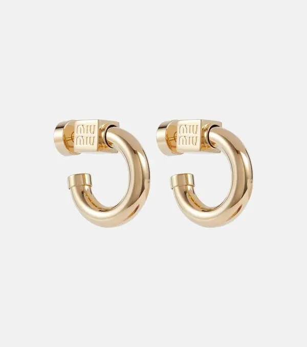 Miu Miu Logo Hoop Earrings - Gold