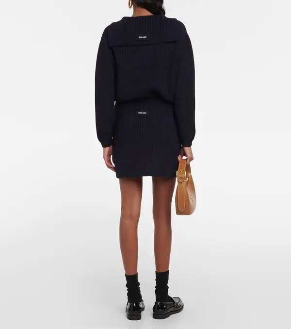 Miu Miu Ribbed-knit Wool Miniskirt