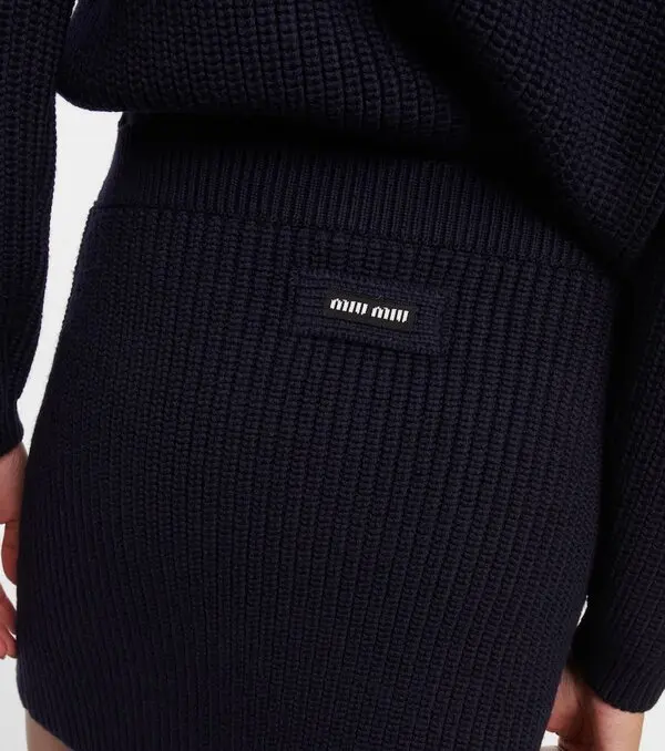 Miu Miu Ribbed-knit Wool Miniskirt