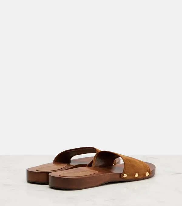 GIANVITO ROSSI Riviera Suede Slides - Beige