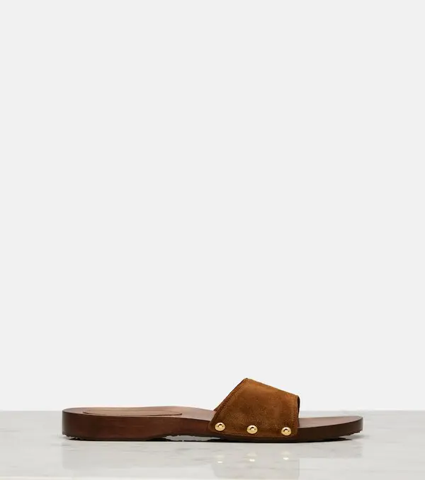 GIANVITO ROSSI Riviera Suede Slides - Beige
