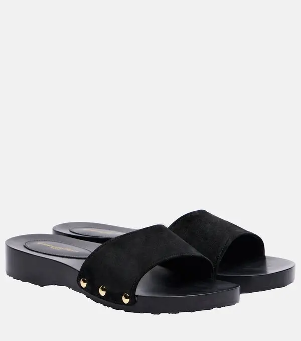 GIANVITO ROSSI Riviera Suede Slides - Black