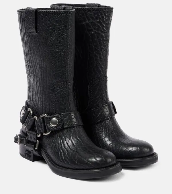 Miu Miu Leather Biker Boots