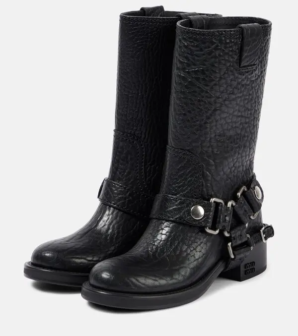 Miu Miu Leather Biker Boots