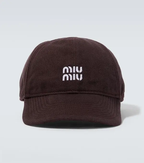 Miu Miu Logo Denim Baseball Cap - Brown
