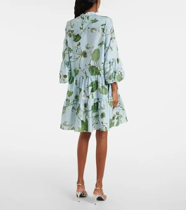 Erdem Tiered Floral Cotton Minidress - Blue