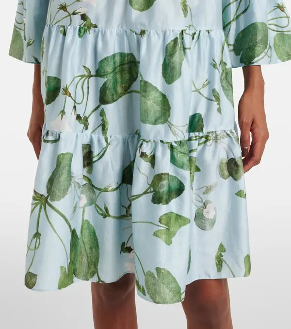 Erdem Tiered Floral Cotton Minidress - Blue