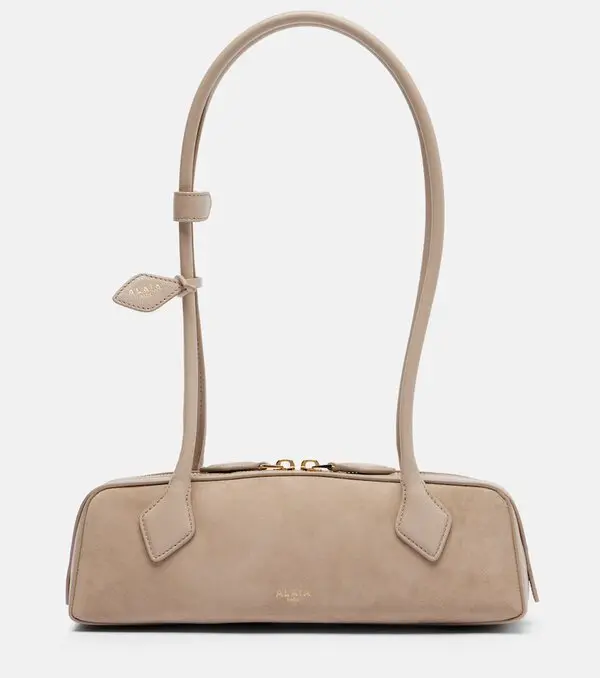 Alaïa Le Teckel Small Suede Shoulder Bag - Beige
