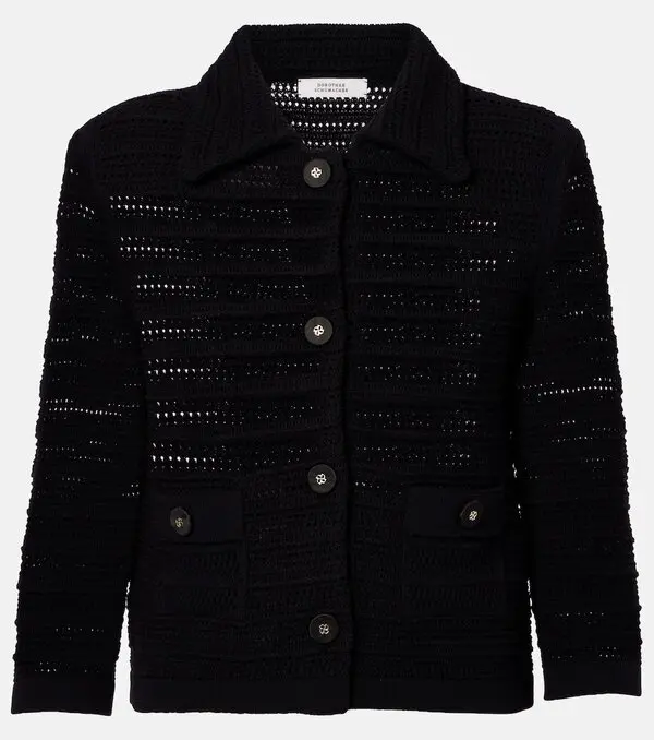 Dorothee Schumacher Precise Pointelle Cotton-blend Cardigan - Black