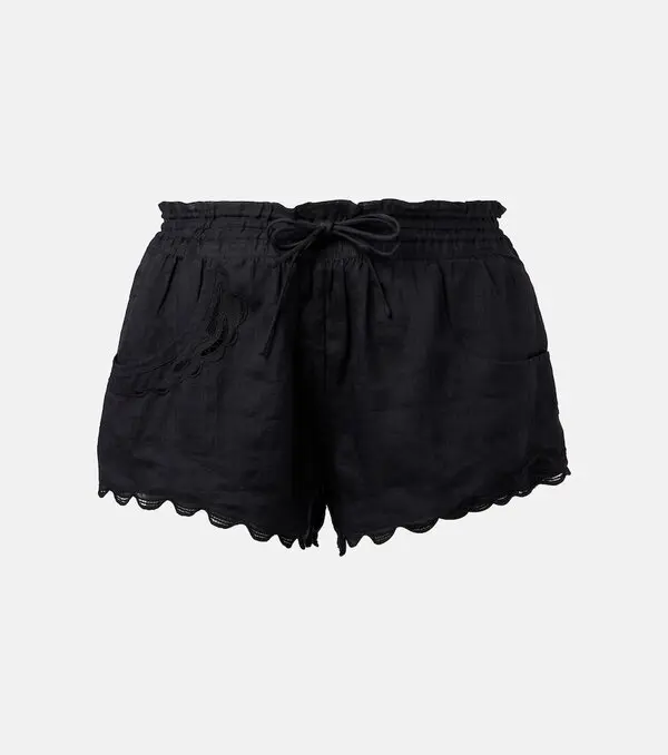 Isabel Marant Étoile Lola Broderie Anglaise Ramie Shorts - Black