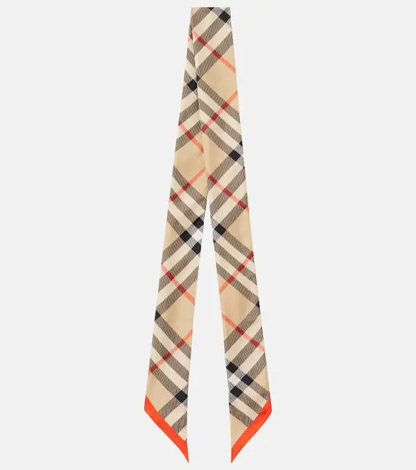 Burberry Check Silk Twill Scarf - Beige