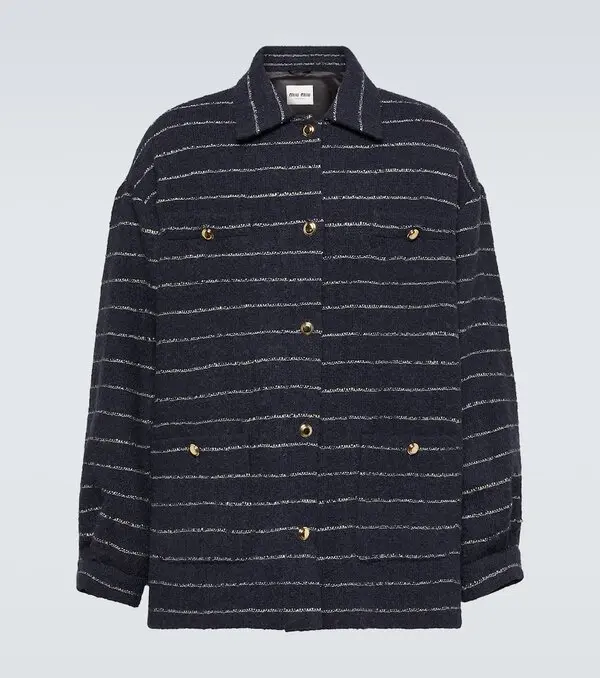 Miu Miu Striped Wool-blend Bouclé Jacket