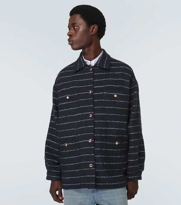 Miu Miu Striped Wool-blend Bouclé Jacket