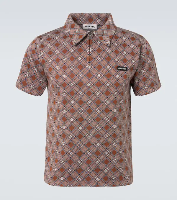 Miu Miu Jacquard Silk Piqué Polo Shirt