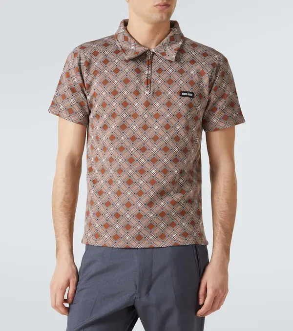 Miu Miu Jacquard Silk Piqué Polo Shirt
