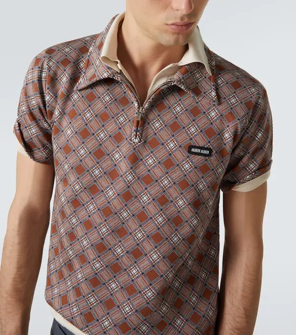 Miu Miu Jacquard Silk Piqué Polo Shirt