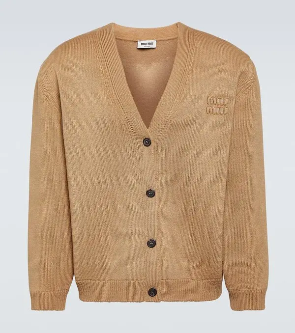 Miu Miu Logo Wool-blend Cardigan
