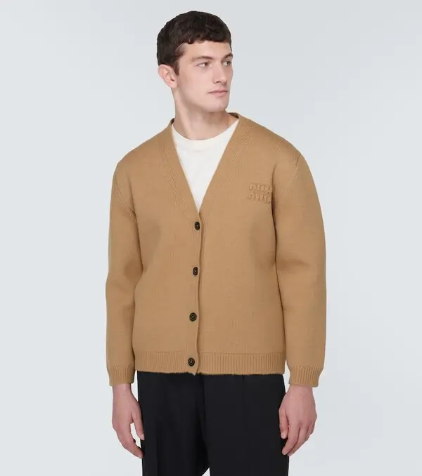 Miu Miu Logo Wool-blend Cardigan
