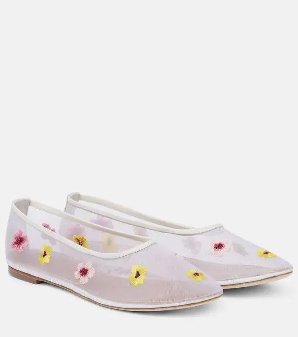 Staud Alba Floral Mesh Ballet Flats