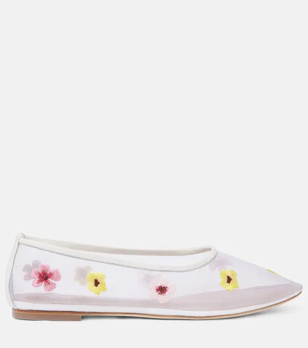Staud Alba Floral Mesh Ballet Flats