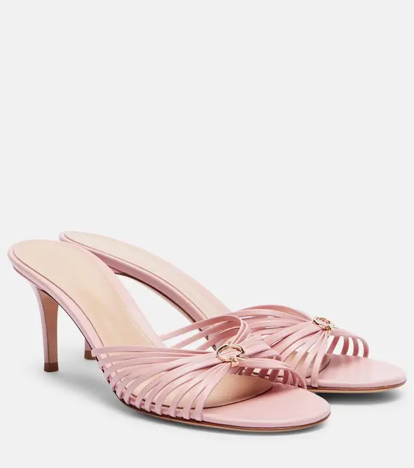 GIANVITO ROSSI Vyna 70 Leather Mules - Pink