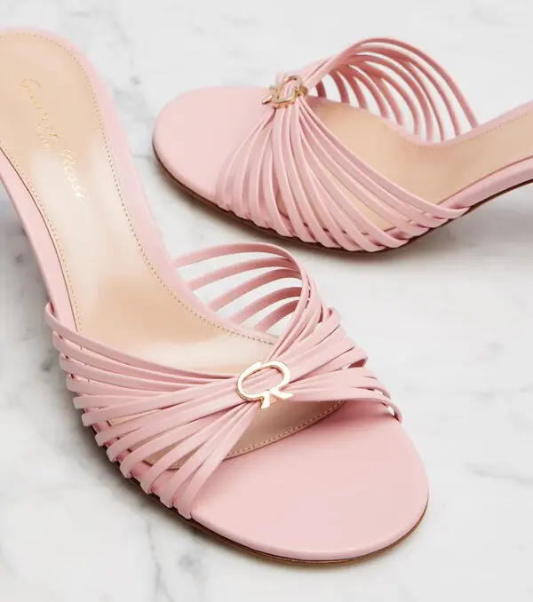 GIANVITO ROSSI Vyna 70 Leather Mules - Pink
