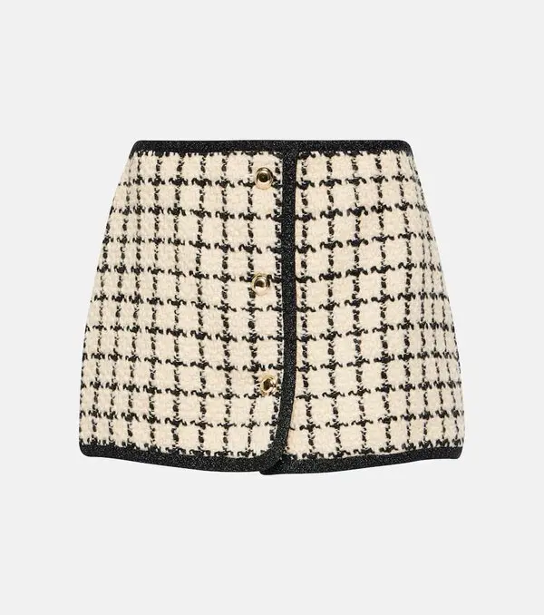 Miu Miu Checked Wool-blend Bouclé Miniskirt