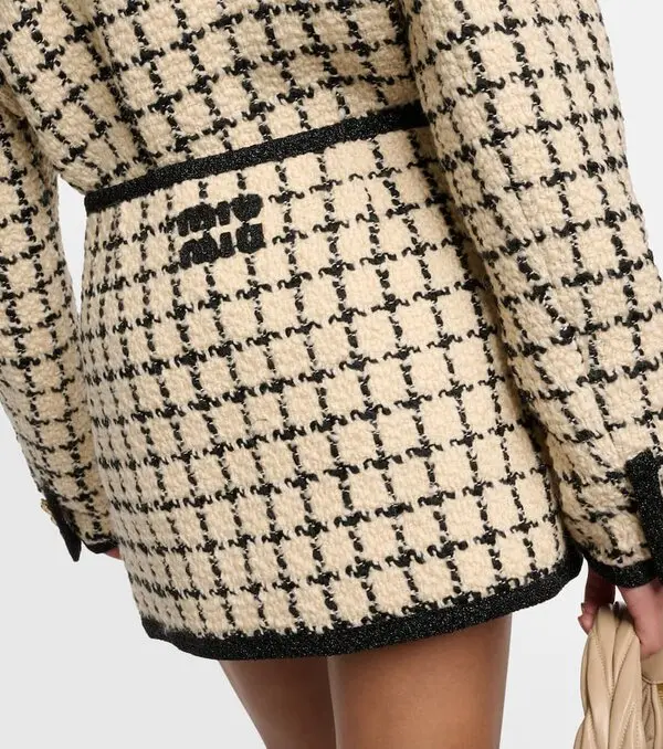 Miu Miu Checked Wool-blend Bouclé Miniskirt