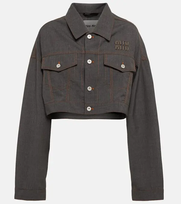 Miu Miu Cropped Virgin Wool Jacket