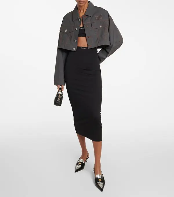 Miu Miu Cropped Virgin Wool Jacket